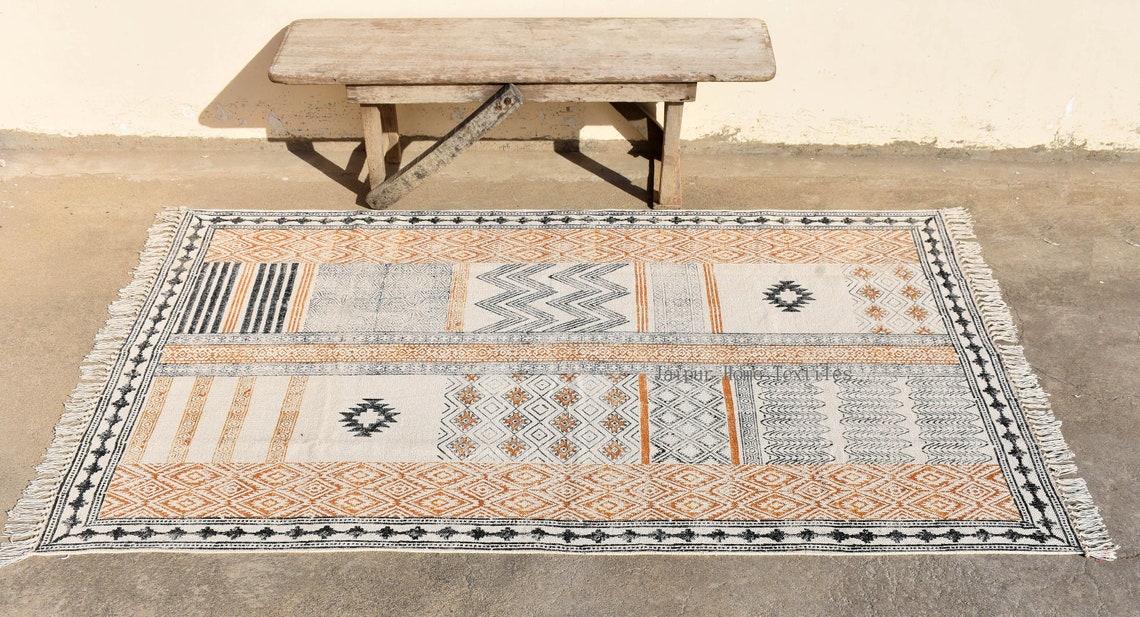 12x16 Feet Indian Rugs Cotton Rug Woven Rug Area Rugs for - Etsy