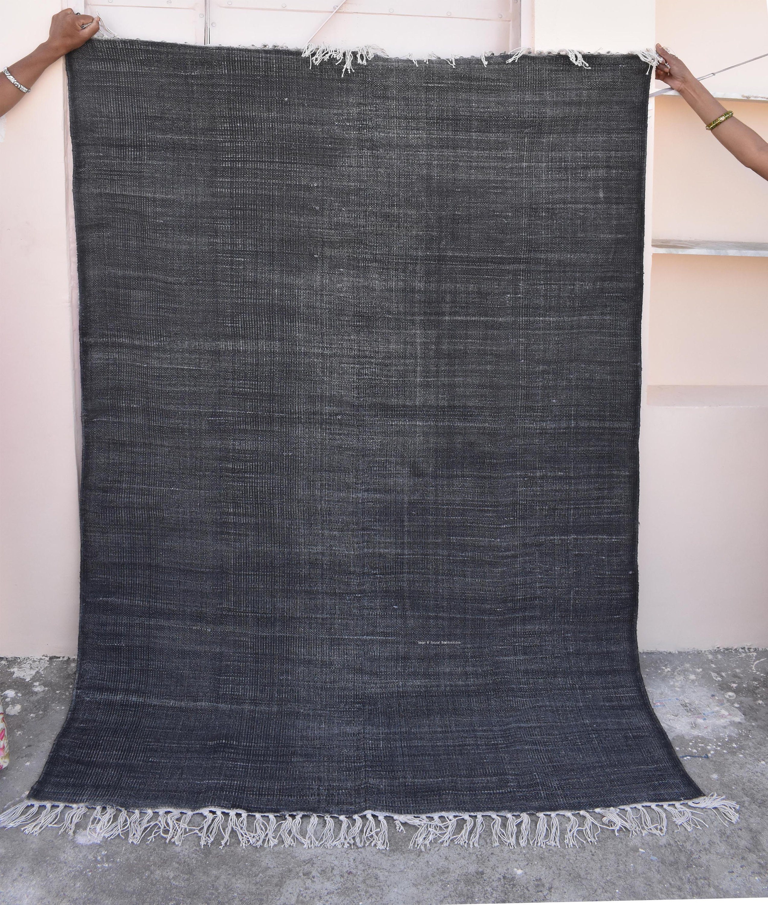 Black Cotton Rug Carpet kilim Modern Rug Geometric Rug | Etsy