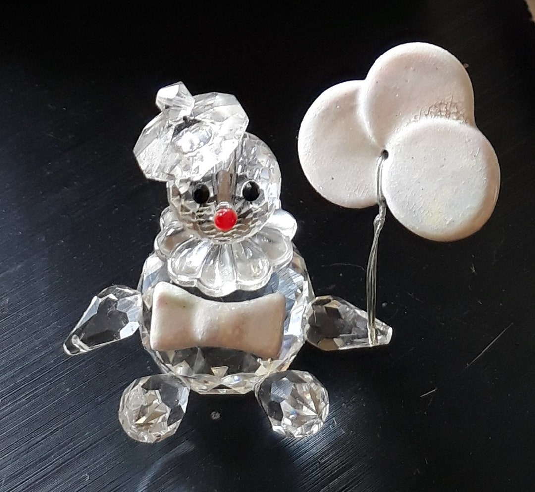 Crystal Clown With Porcelain Tie and Balloons. 1988 - Etsy