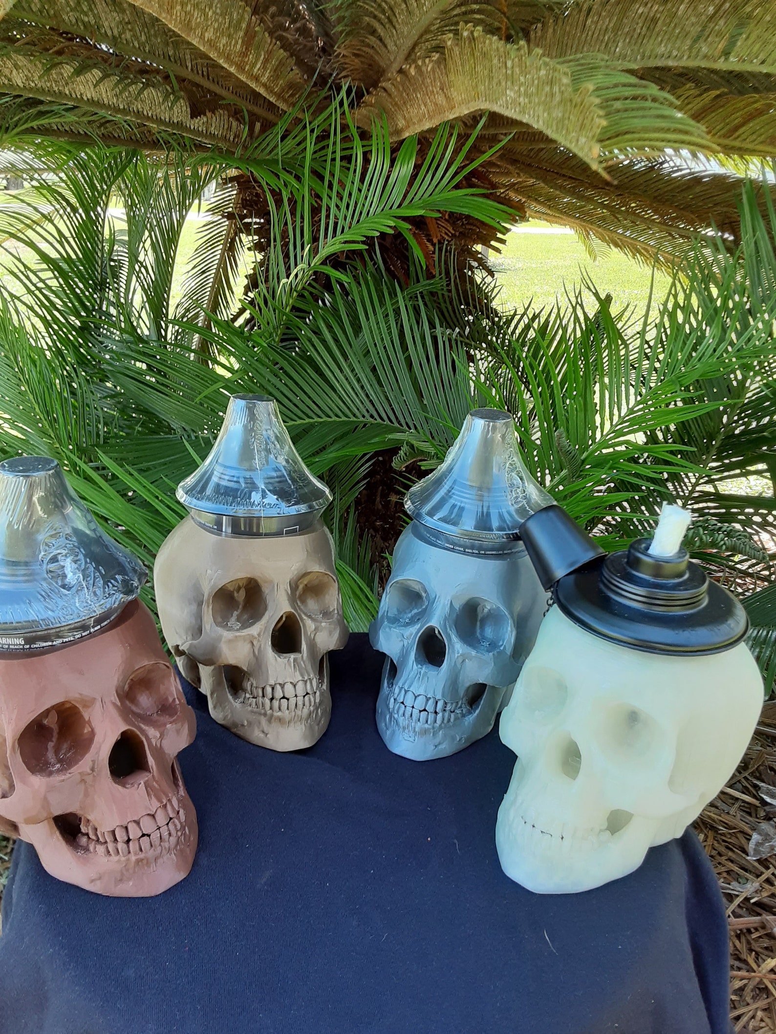 Skull TIKI Style Torch Holder Lamp Multi Color Silver Gold - Etsy