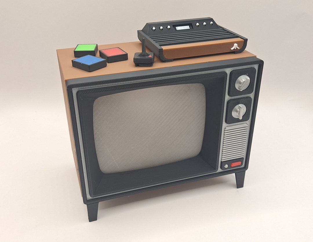 Retro TV With Atari Video Game System Miniature Diorama Television ...