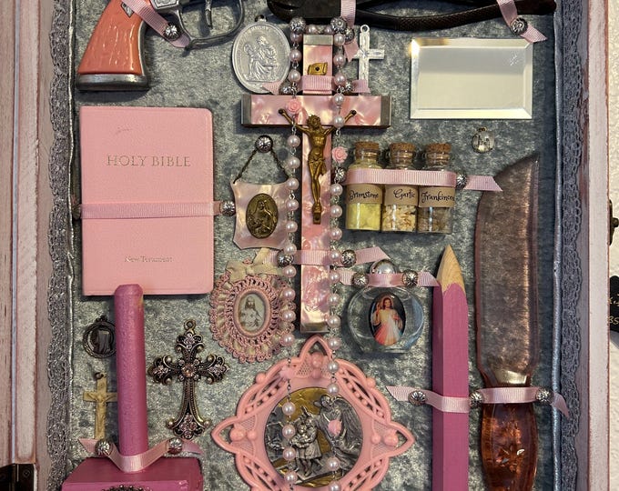Vampire Slayer Kit, Shadow Box, Dracula Memorabilia, Crucifix, Rosary ...