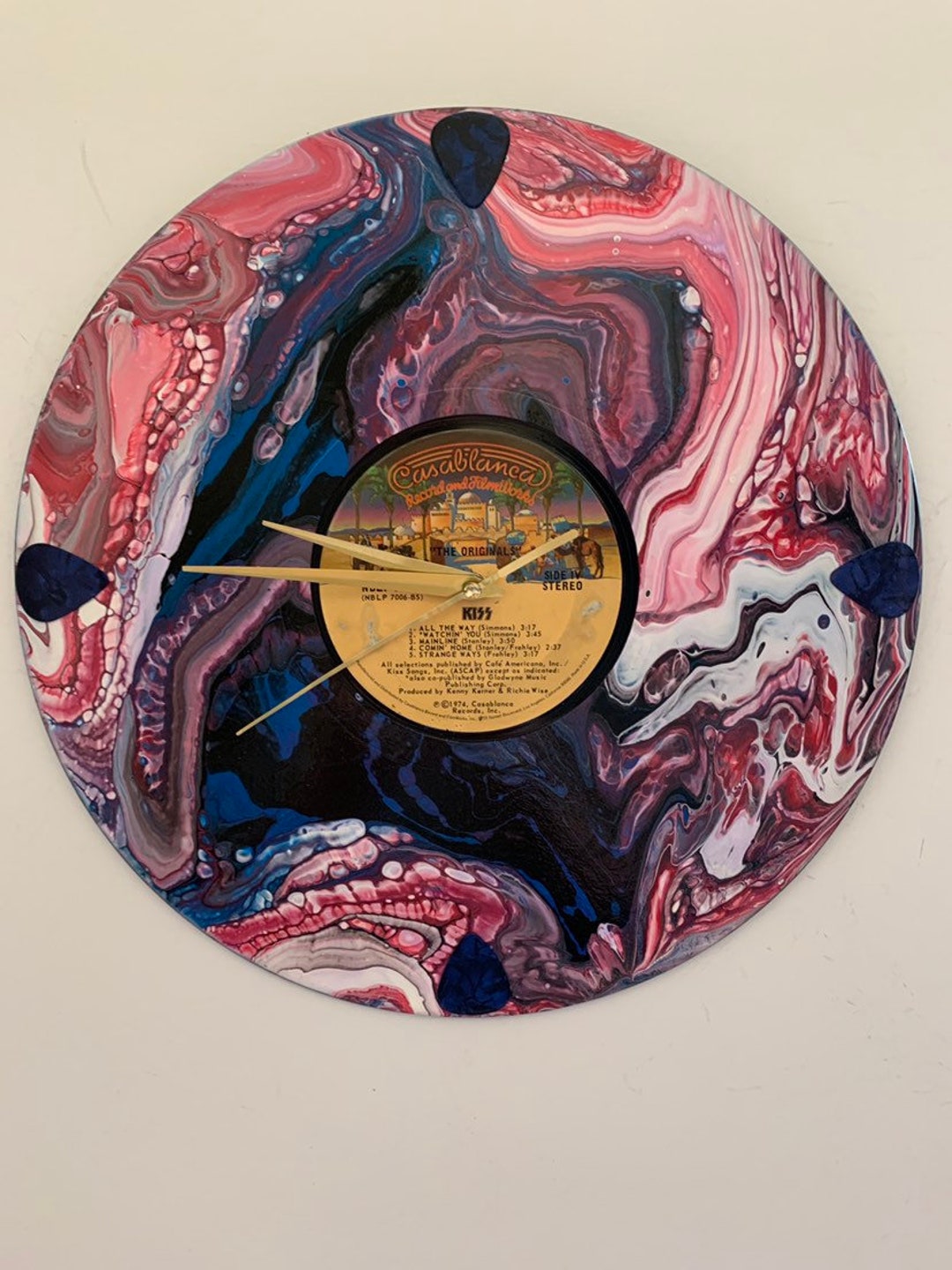 Kiss - Hand Painted Record Album Clock - Wall Art - Room Decor - Music ...