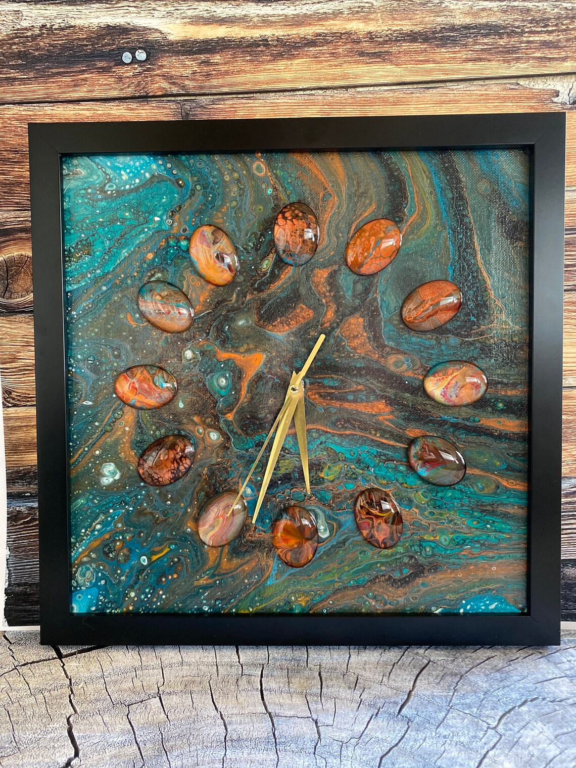 Turquoise Trail Framed Acrylic Painting Clock Wall Clock | Etsy