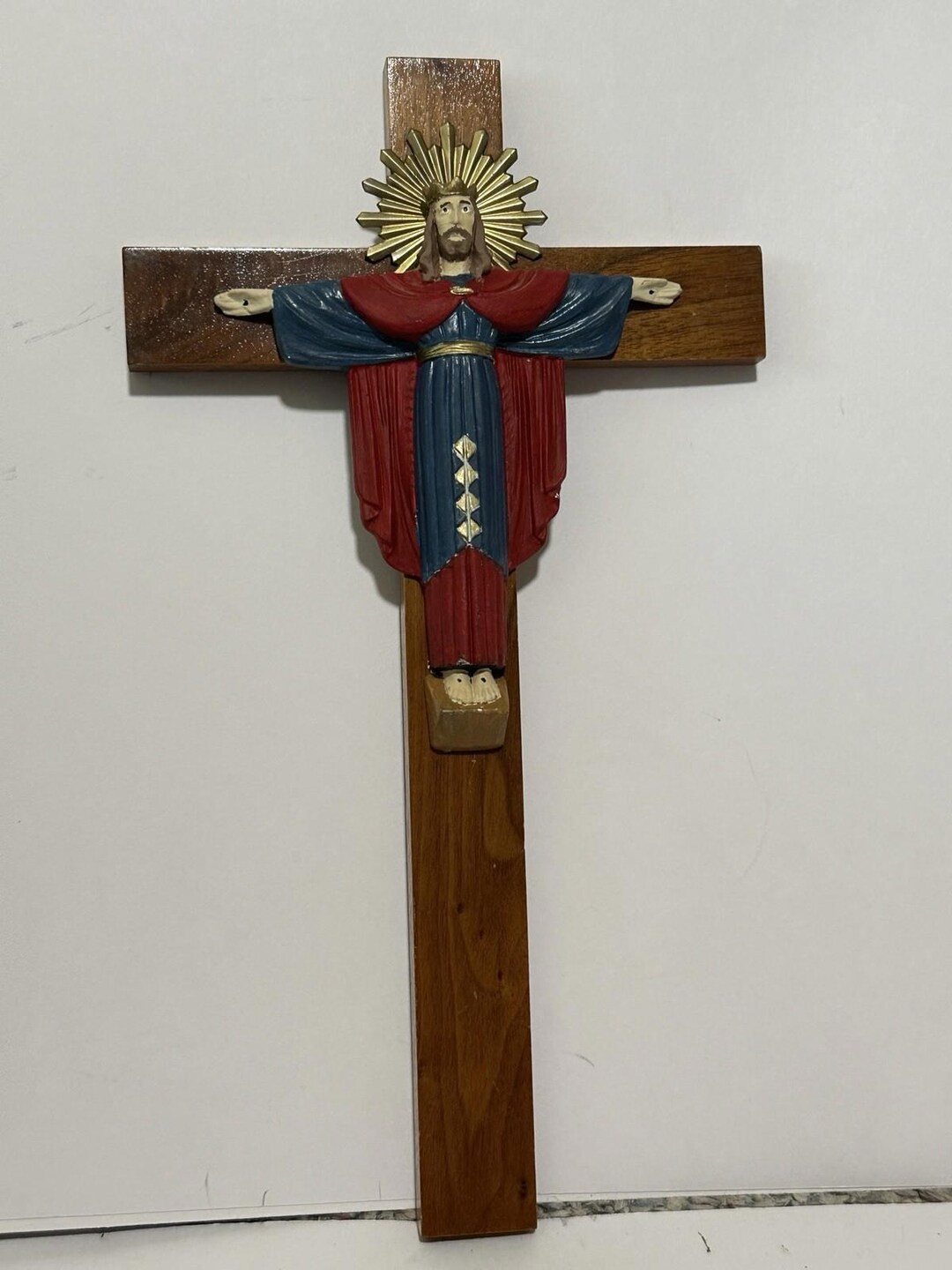 Vintage Christus Rex Wall Wood Crucifix, Metal Christ the King 14 ...