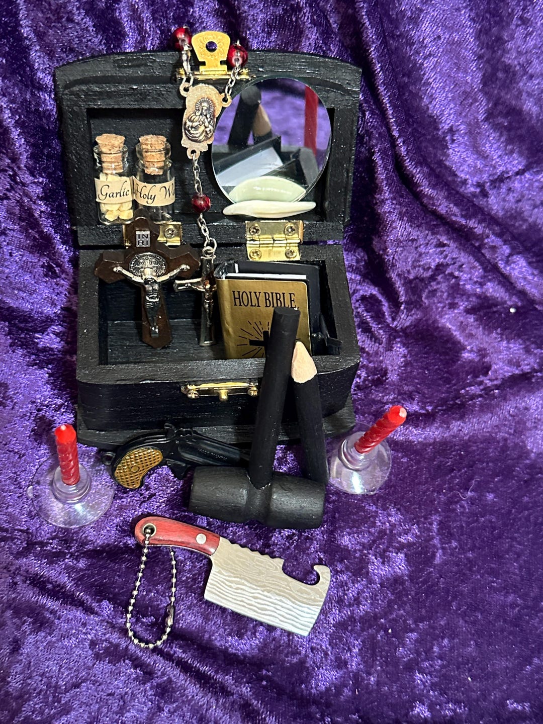 Vampire Slayer Kit, Treasure Box, Dracula Memorabilia, Crucifix, Rosary ...