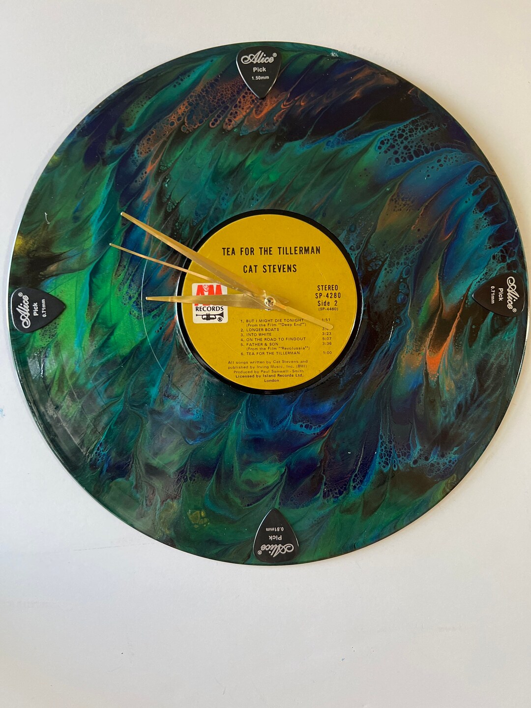 Cat Stevens- Hand Painted Record Album Clock - Wall Art - Room Decor ...