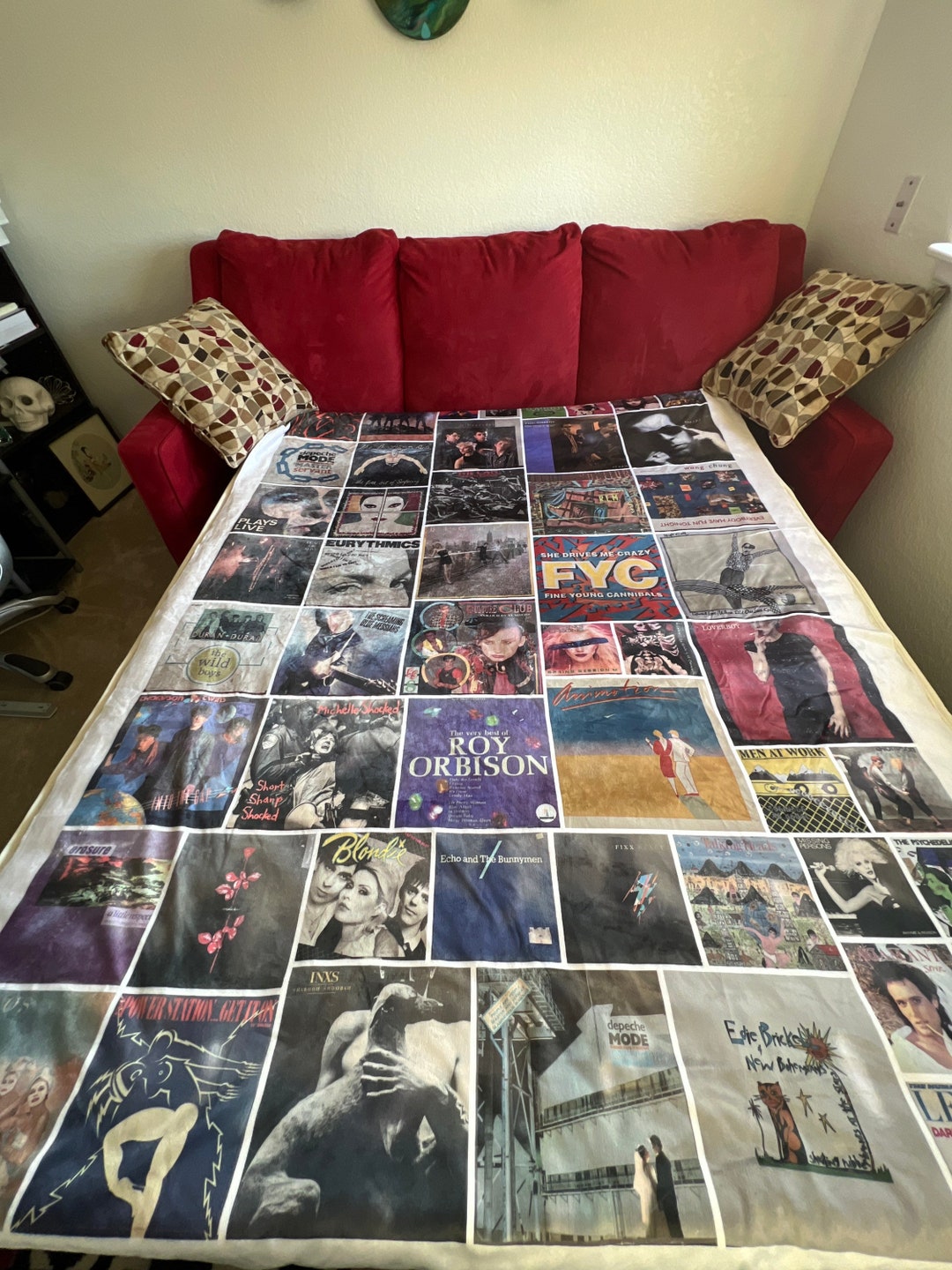 80s New Wave/alternative Music Album Cover Queen Sized Blanket With ...