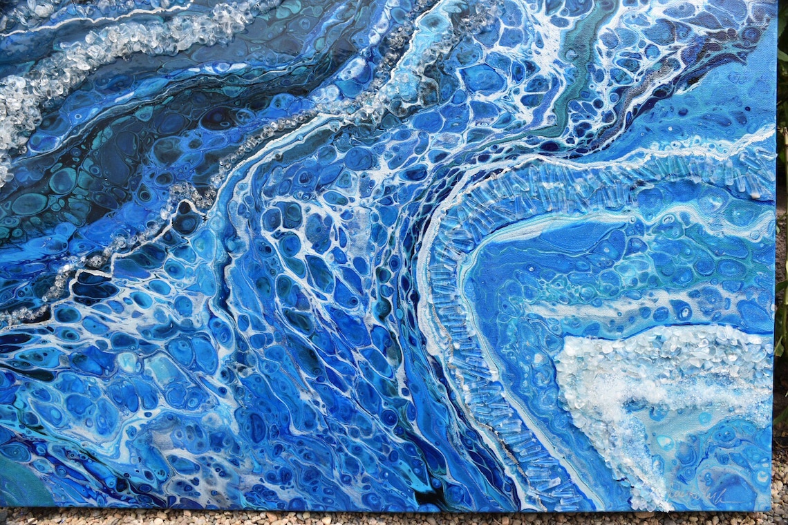 Crystal Blue Original Art Abstract Art Contemporary Art | Etsy