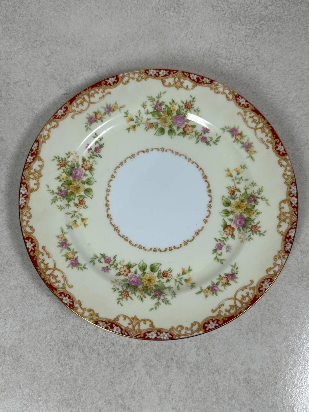 VTG Noritake Claudia 7.5” Plates Floral Red Gold Japan Fine China Set ...