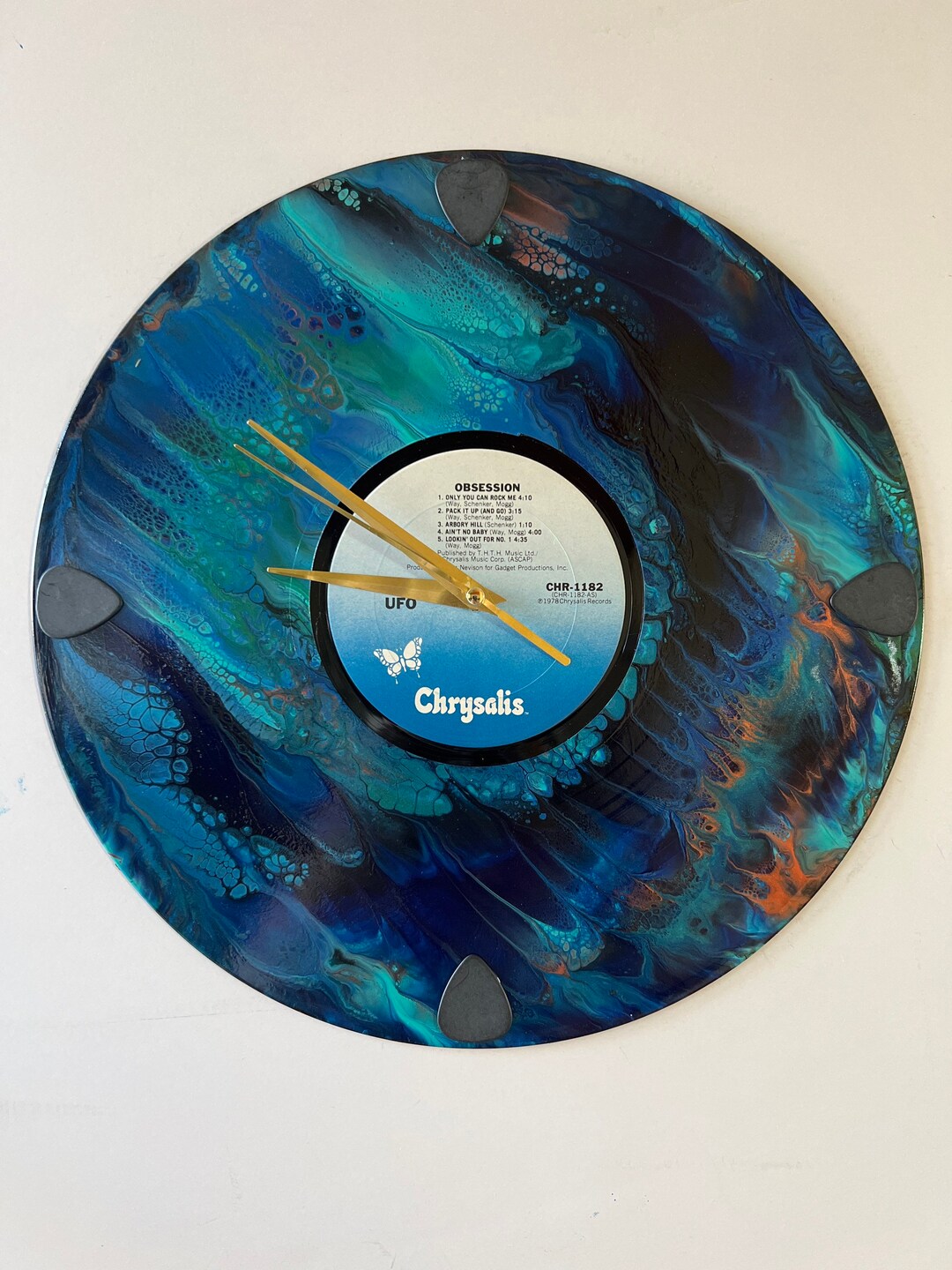 UFO Hand Painted Record Album Clock Wall Art Room Decor Music Lover ...