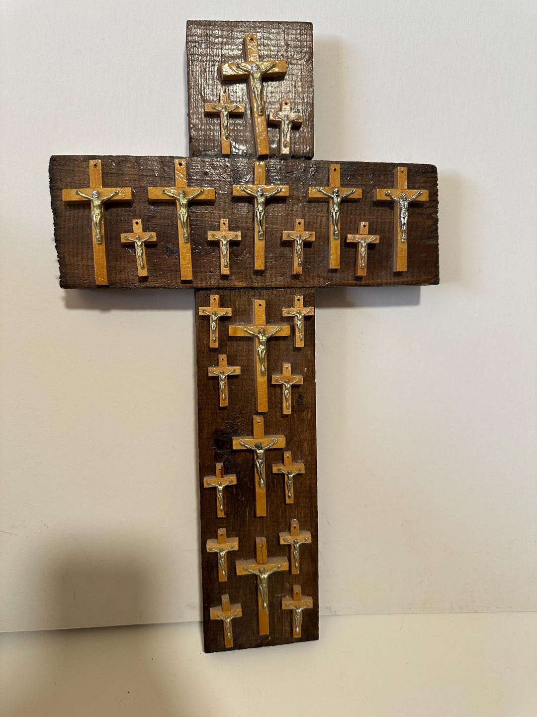 Vintage Cross of Many Crosses, Crucifix, Folk Art, Rustic Art, Catholic ...