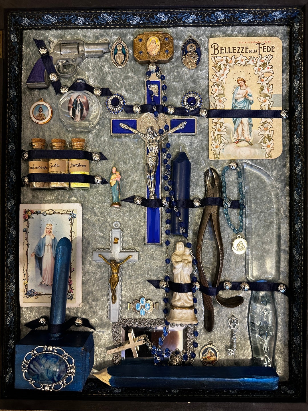 Vampire Slayer Kit, Shadow Box, Dracula Memorabilia, Crucifix, Rosary ...