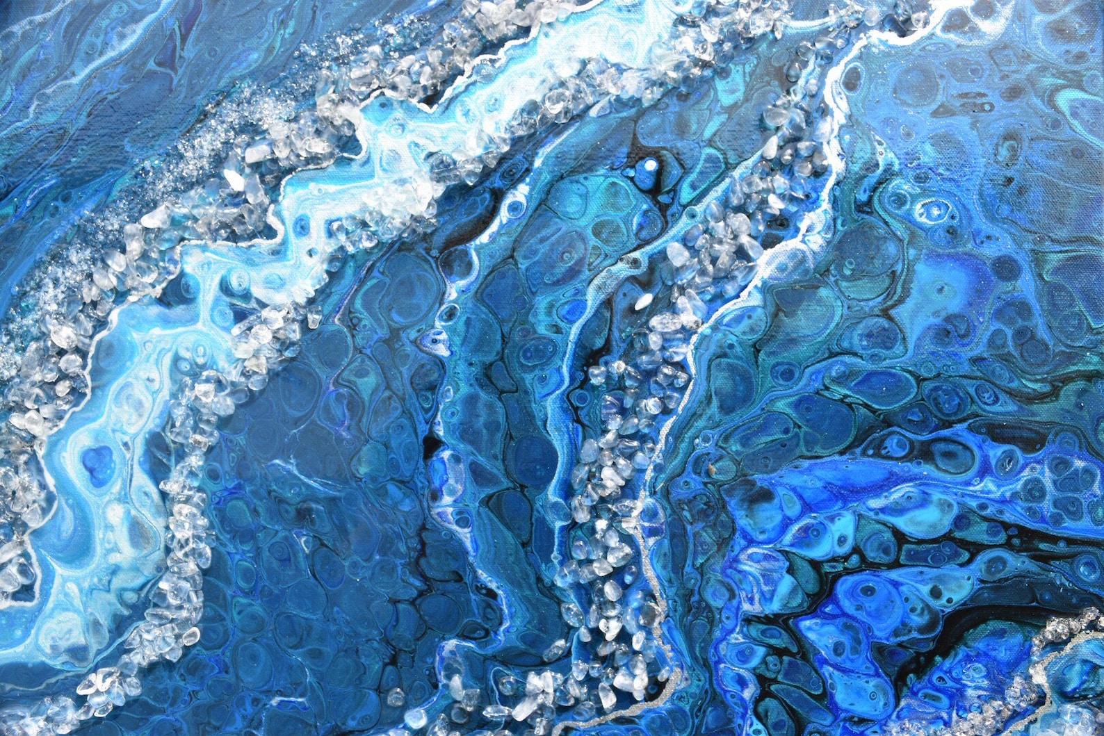 Crystal Blue Original Art Abstract Art Contemporary Art | Etsy