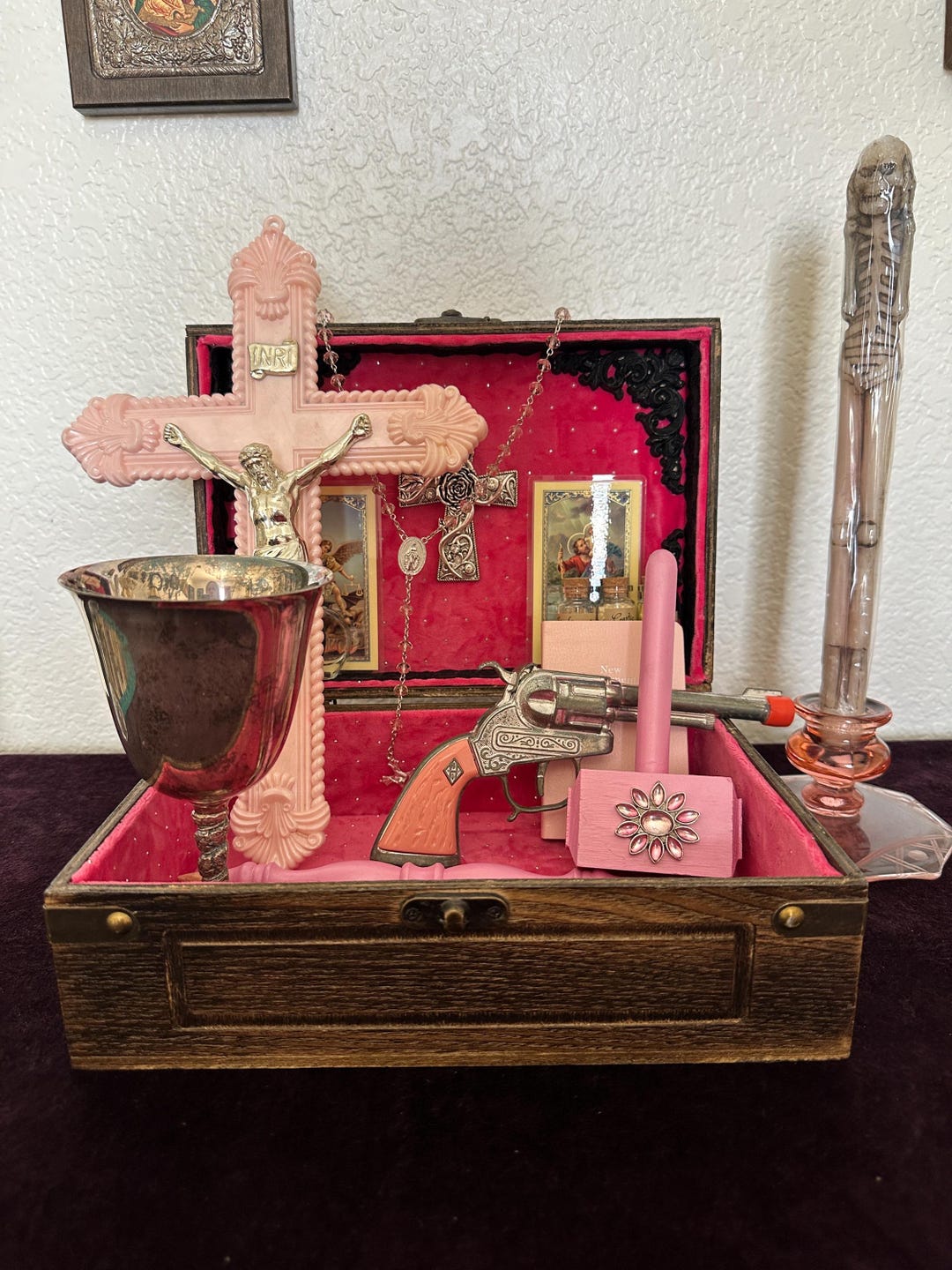 Vampire Slayer Kit, Treasure Box, Dracula Memorabilia, Crucifix, Rosary ...