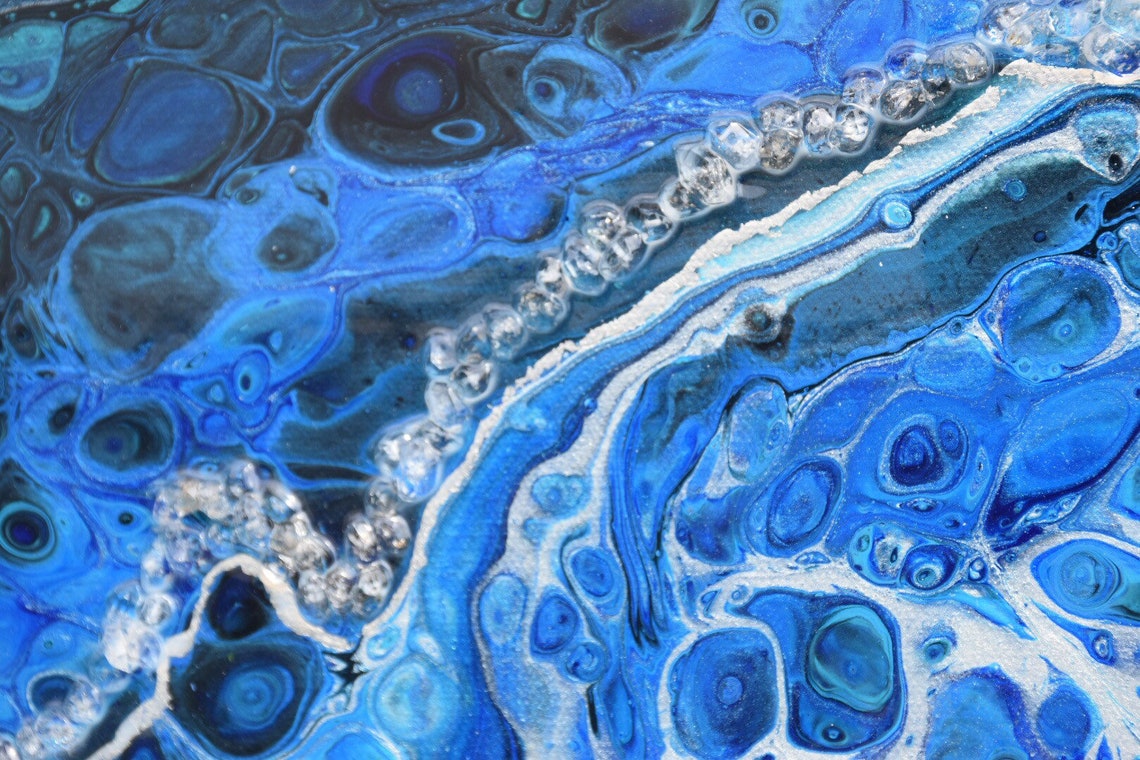 Crystal Blue Original Art Abstract Art Contemporary Art | Etsy