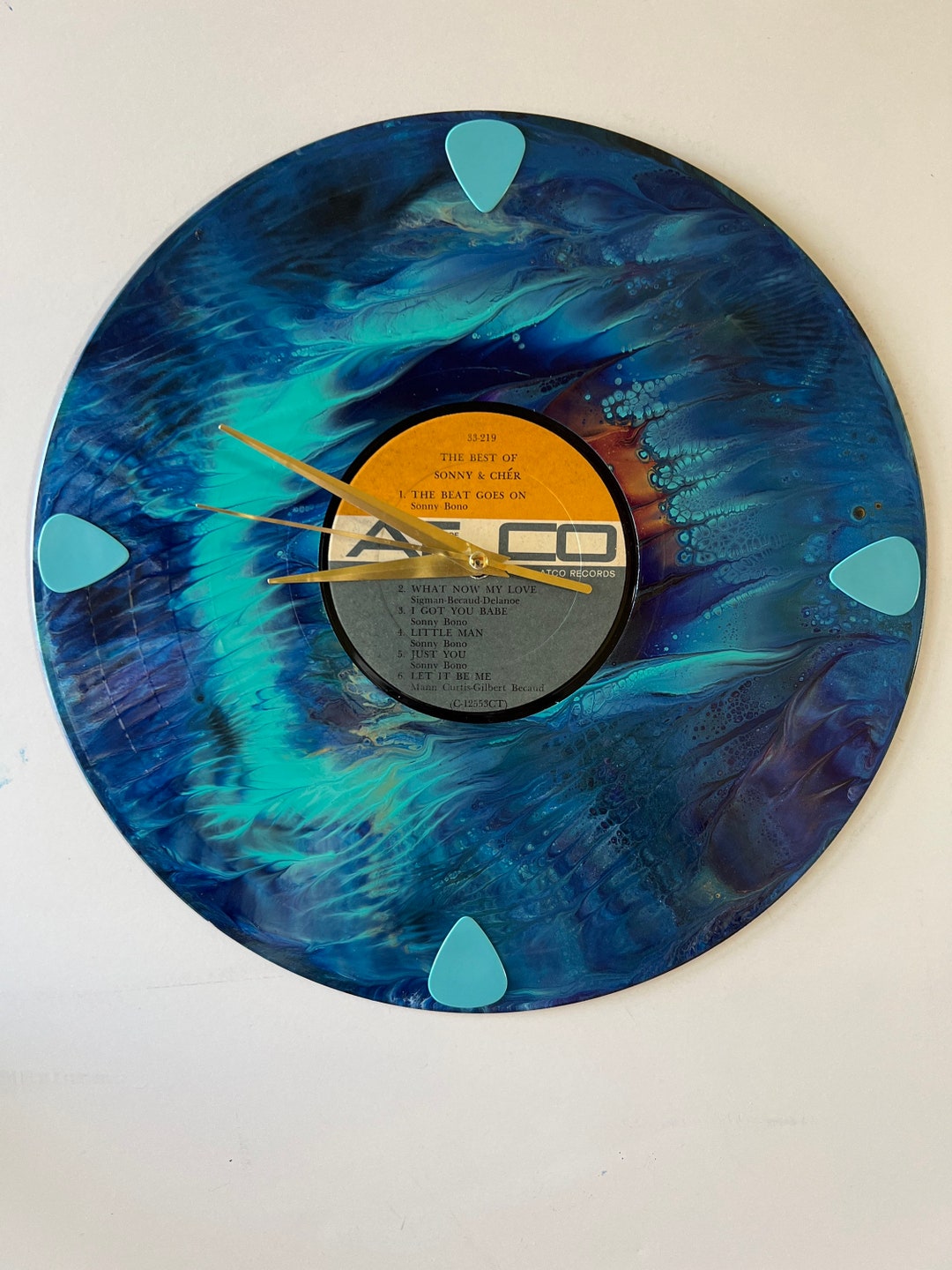Sonny & Cher, Clock- Hand Painted Record Album Clock - Wall Art - Room ...