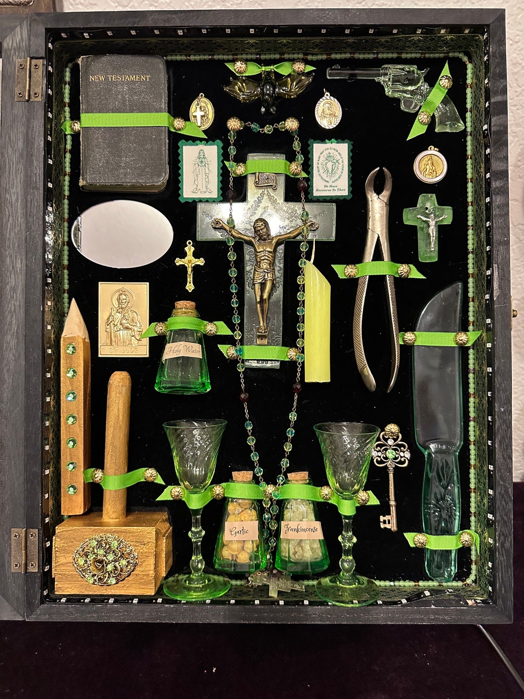 Uranium Glass Vampire Slayer Kit, Shadow Box, Dracula Memorabilia ...