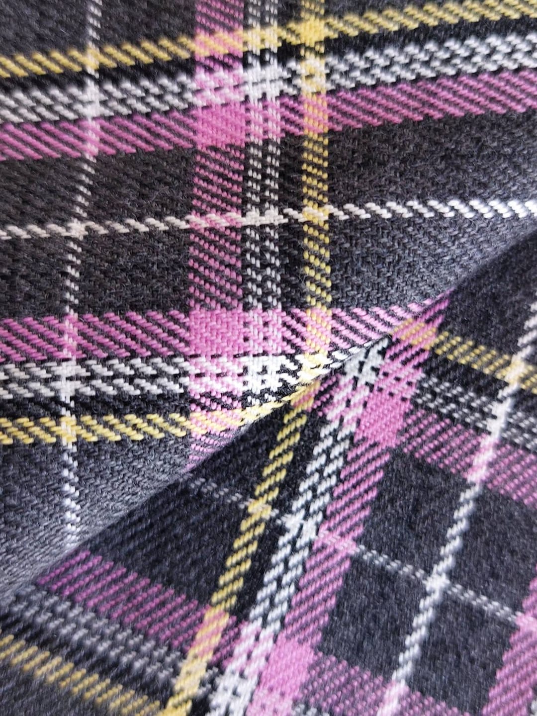 Charcoal & Lilac Pink Tartan Plaid Fabric for Garments and Soft ...