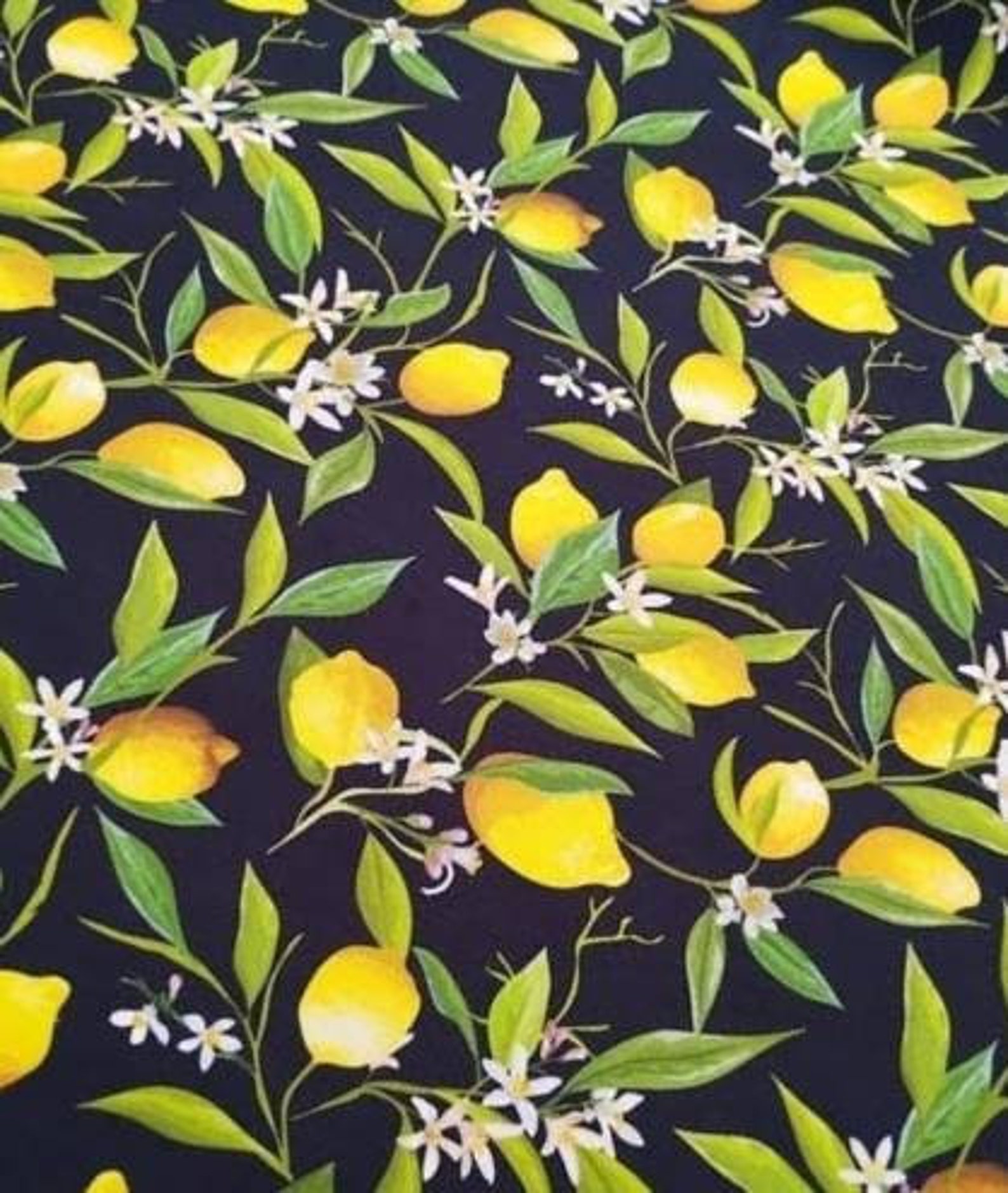 Lemons Print Fabric by the Yard, Botanical Citrus Fruit Upholstery ...