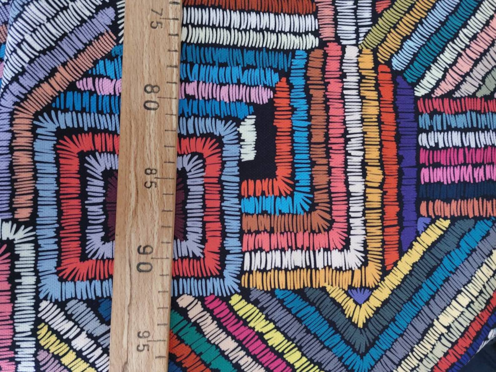 Colorful Geometric Upholstery Fabric, Retro Boho Print, Microfiber PES ...