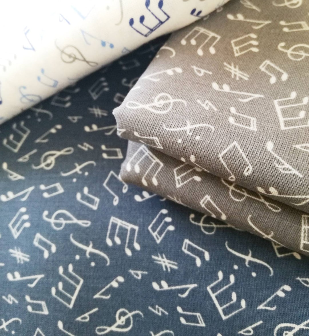 Small Music Notes 100% Cotton Fabric by the Yard, Dressmaking Quilting ...
