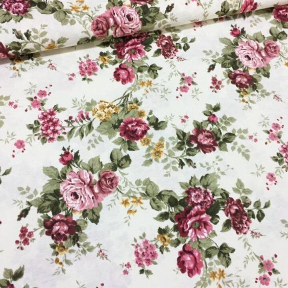 5 Colors Roses Upholstery Fabric by the Yard Cotton Canvas - Etsy