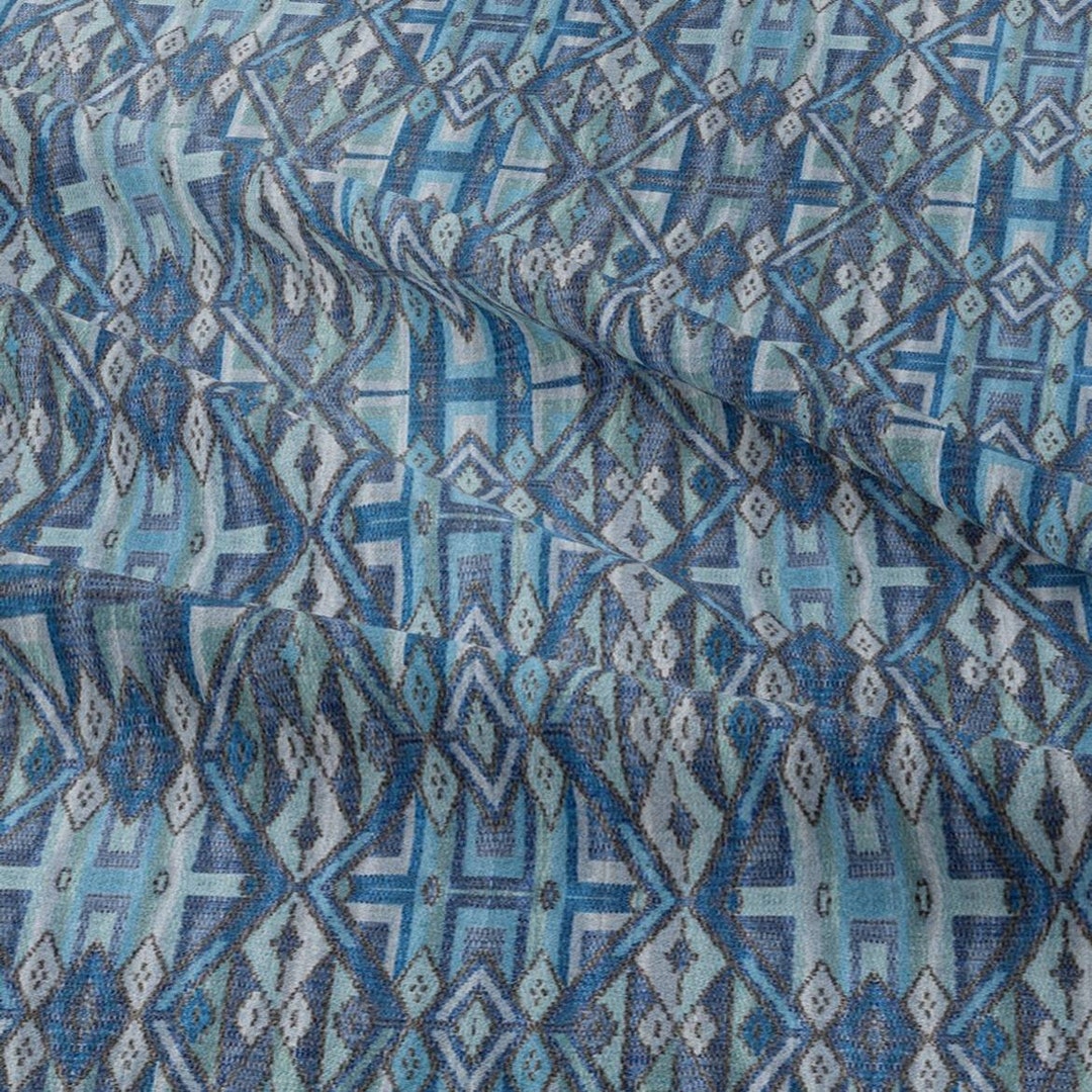 Aztec Upholstery Fabric by the Yard, Blue Ethnic Tribal Boho Fabric ...