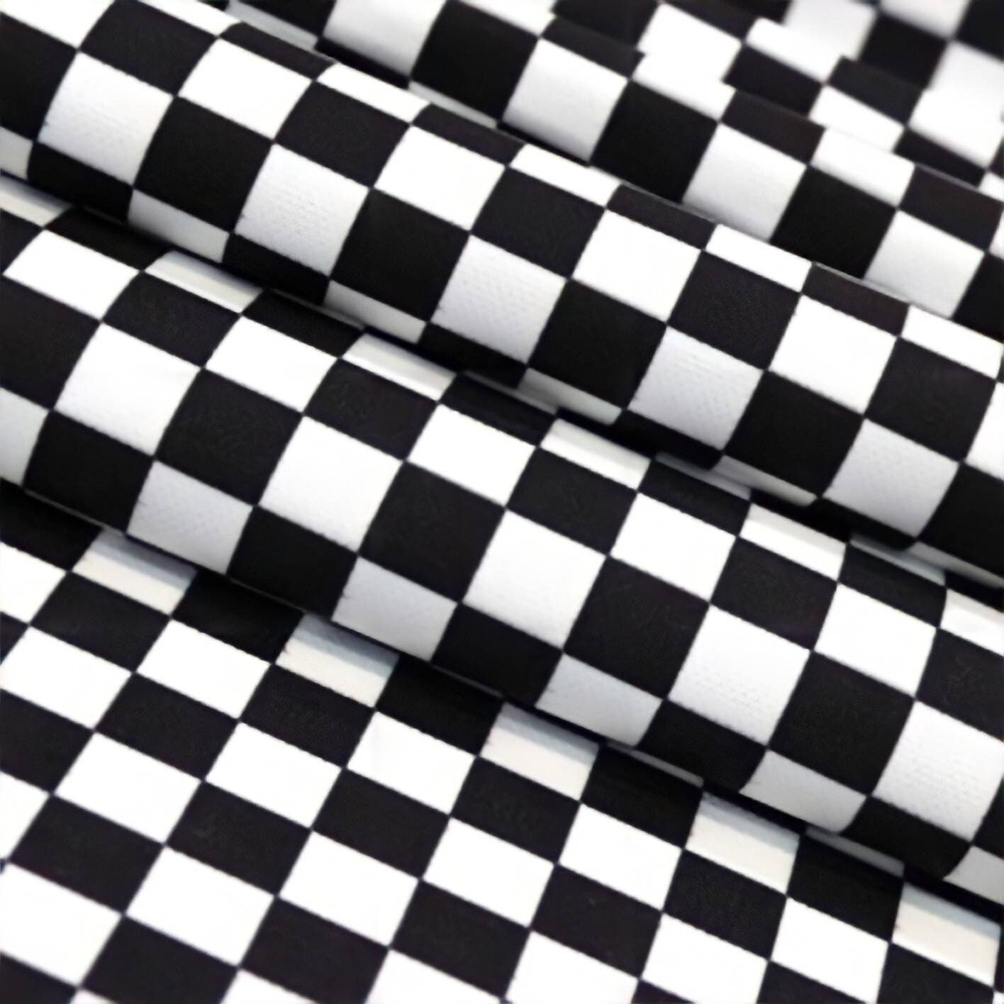 Checkered Fabric, Black and White Squares, Cotton Material - Etsy