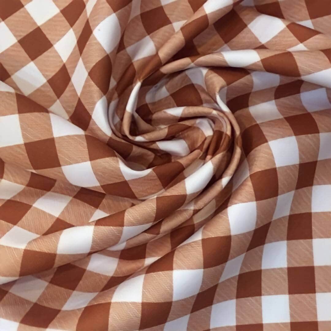 Brown Gingham Fabric, Upholstery Fabric by Yard, 0.78" Squares Check ...