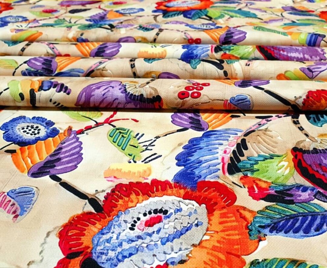 Colorful Boho Upholstery Fabric by Yard, Floral Fabric for Chair ...