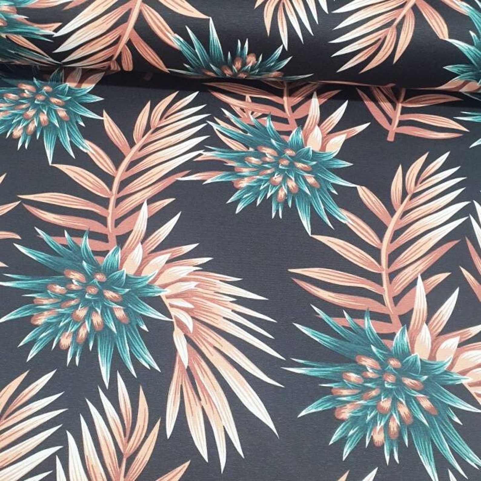 Tropical Leaf Fabric by the Yard Botanical Upholstery Fabric - Etsy