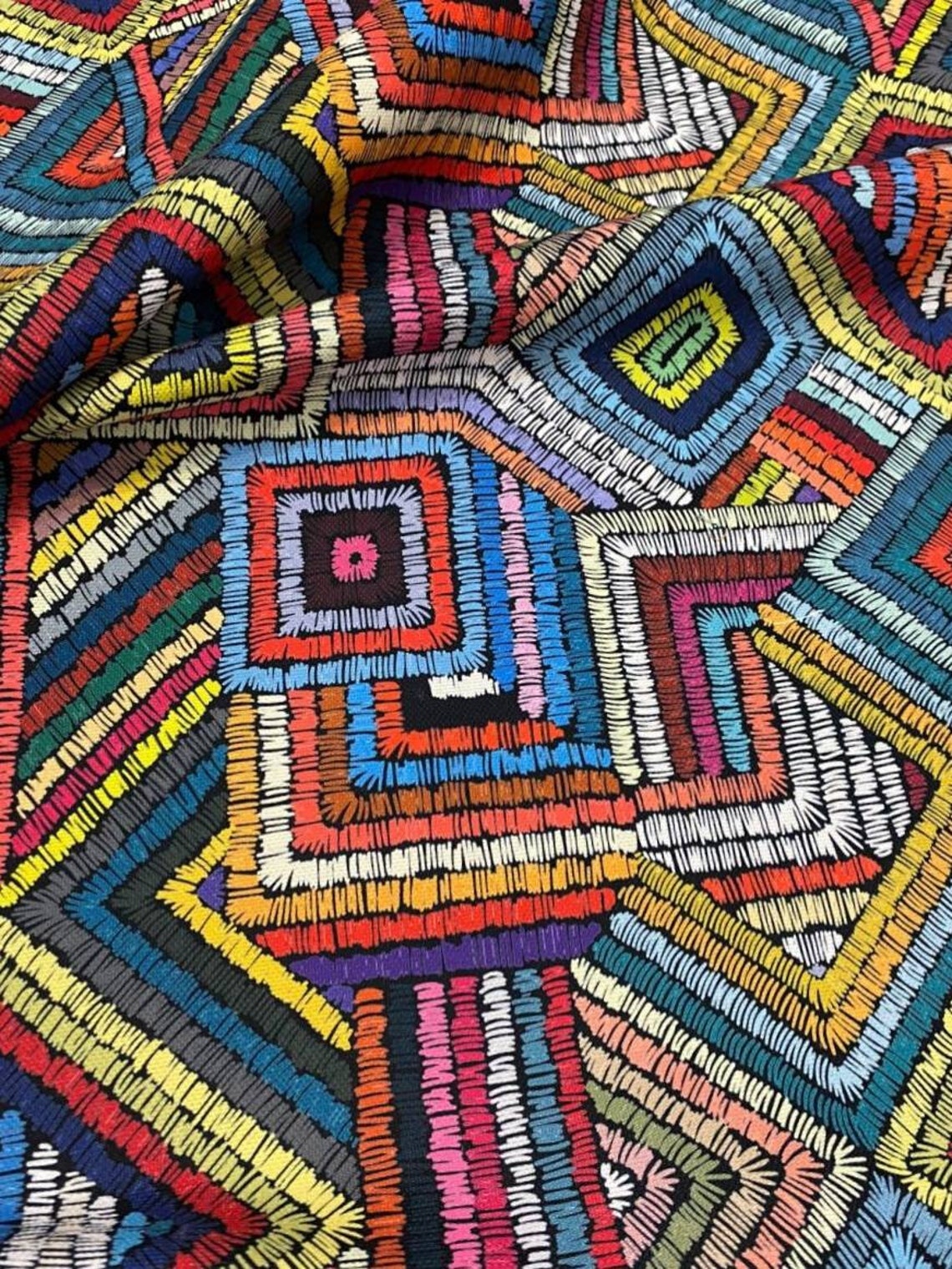 Colorful Boho Upholstery Fabric by Yard, Geometric Print Fabric for ...