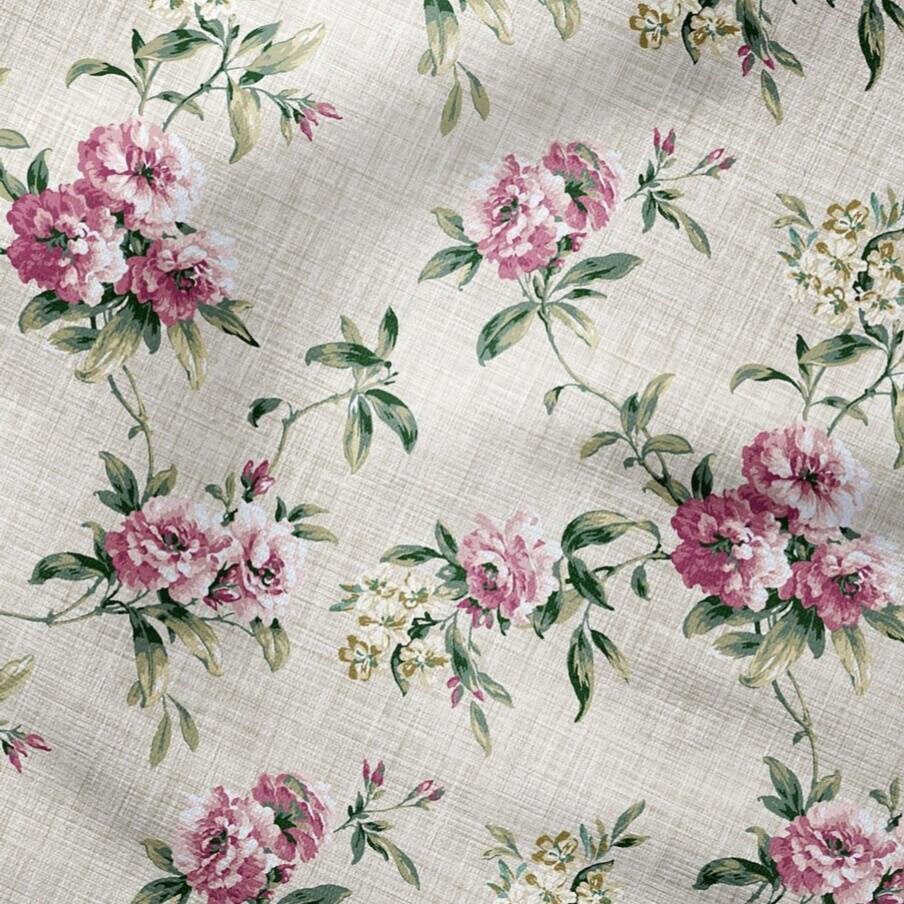 Floral Roses Farmhouse Upholstery Fabric by the Yard Linen - Etsy