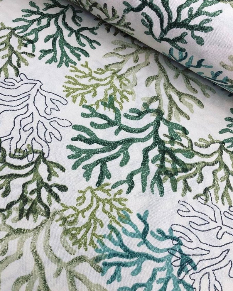 Green Coral Reef Upholstery Fabric Outdoor Indoor Fabric for - Etsy