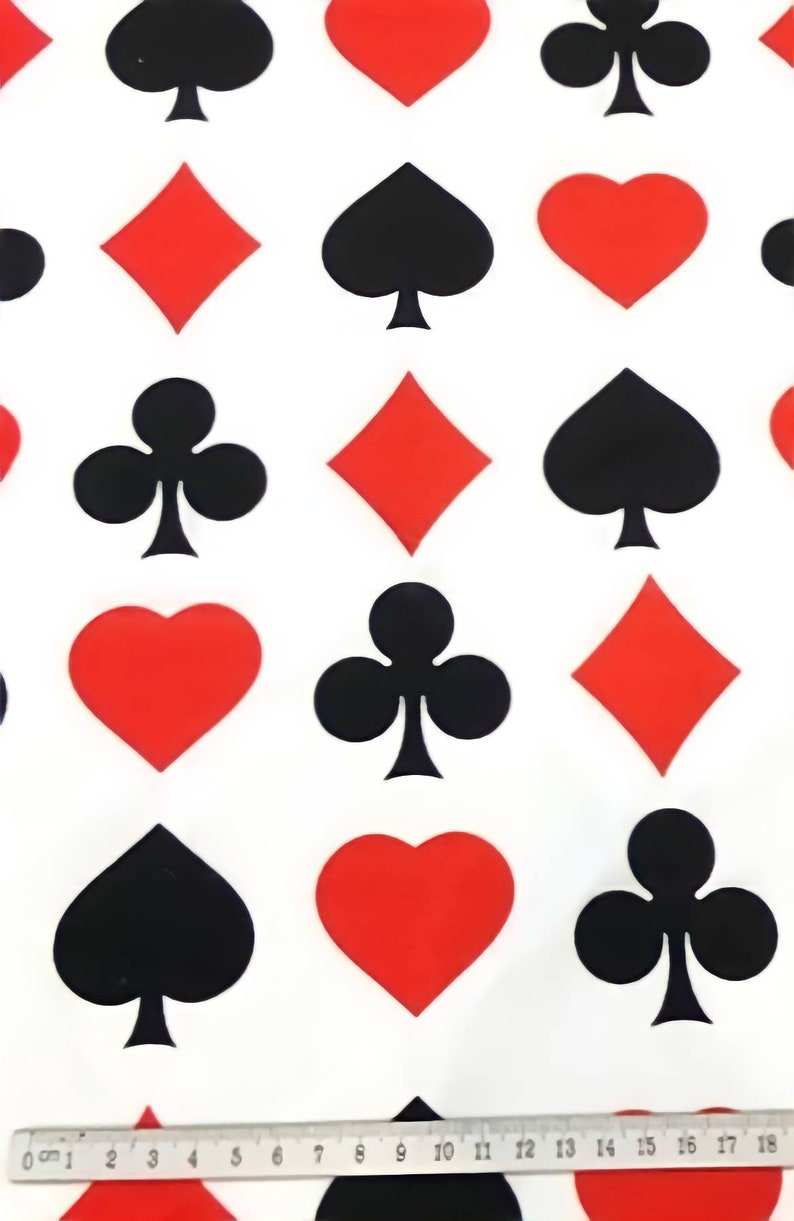 Playing Cards Print Fabric, Suits Clubs Diamonds Hearts Spades ...