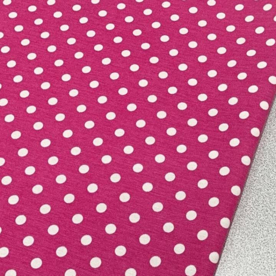 Fuchsia Polka Dot Upholstery Fabric by the Yard, Water Repellent Cotton ...