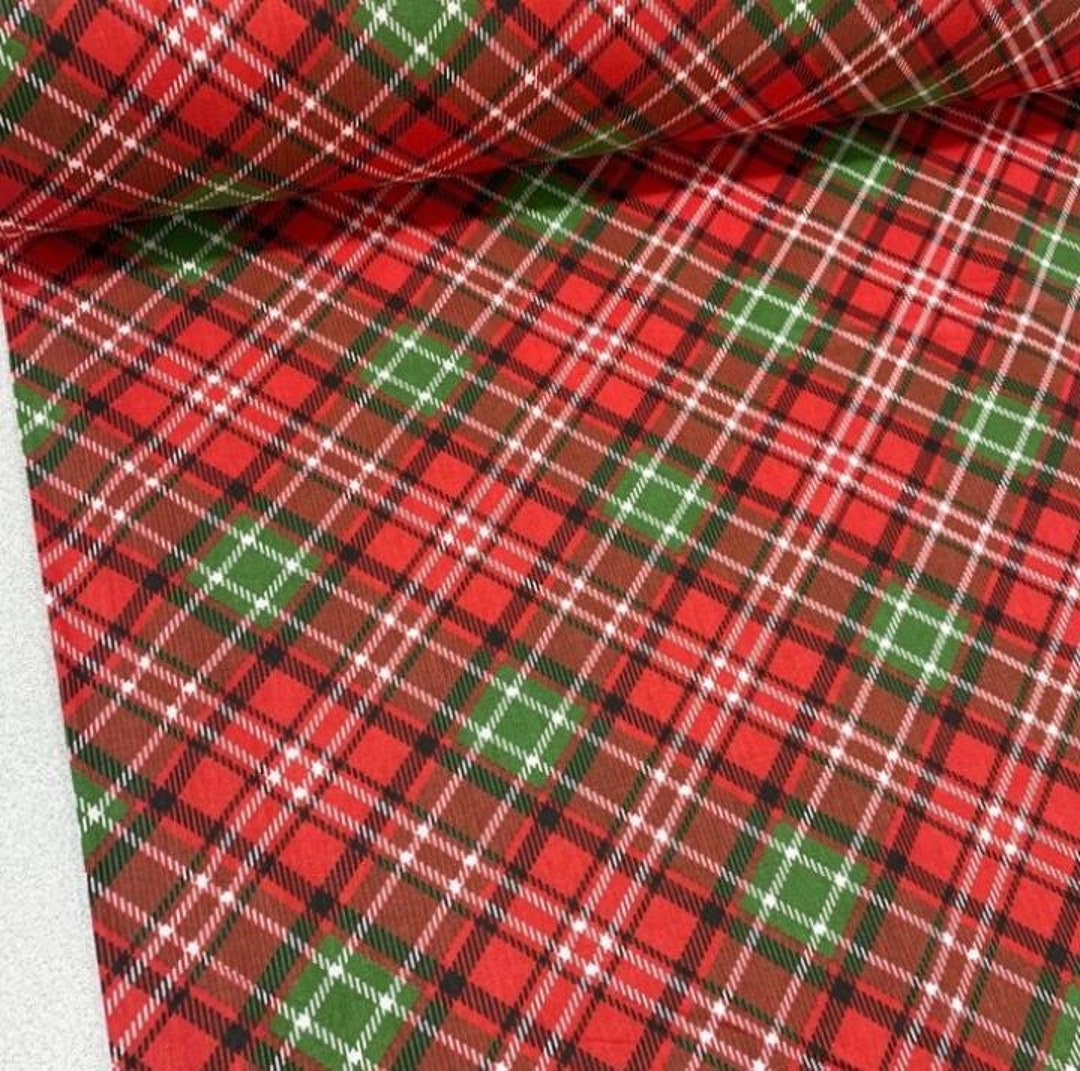 Christmas Plaid Fabric by the Yard, Red Green 100% Cotton Fabric, Extra ...