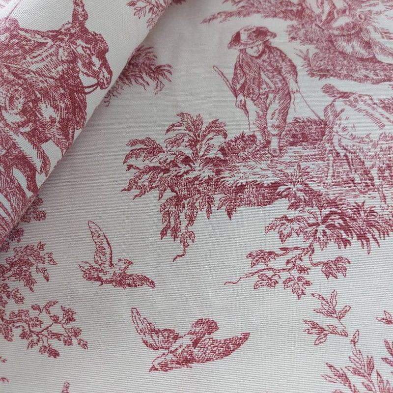 Red Toile Fabric - Etsy