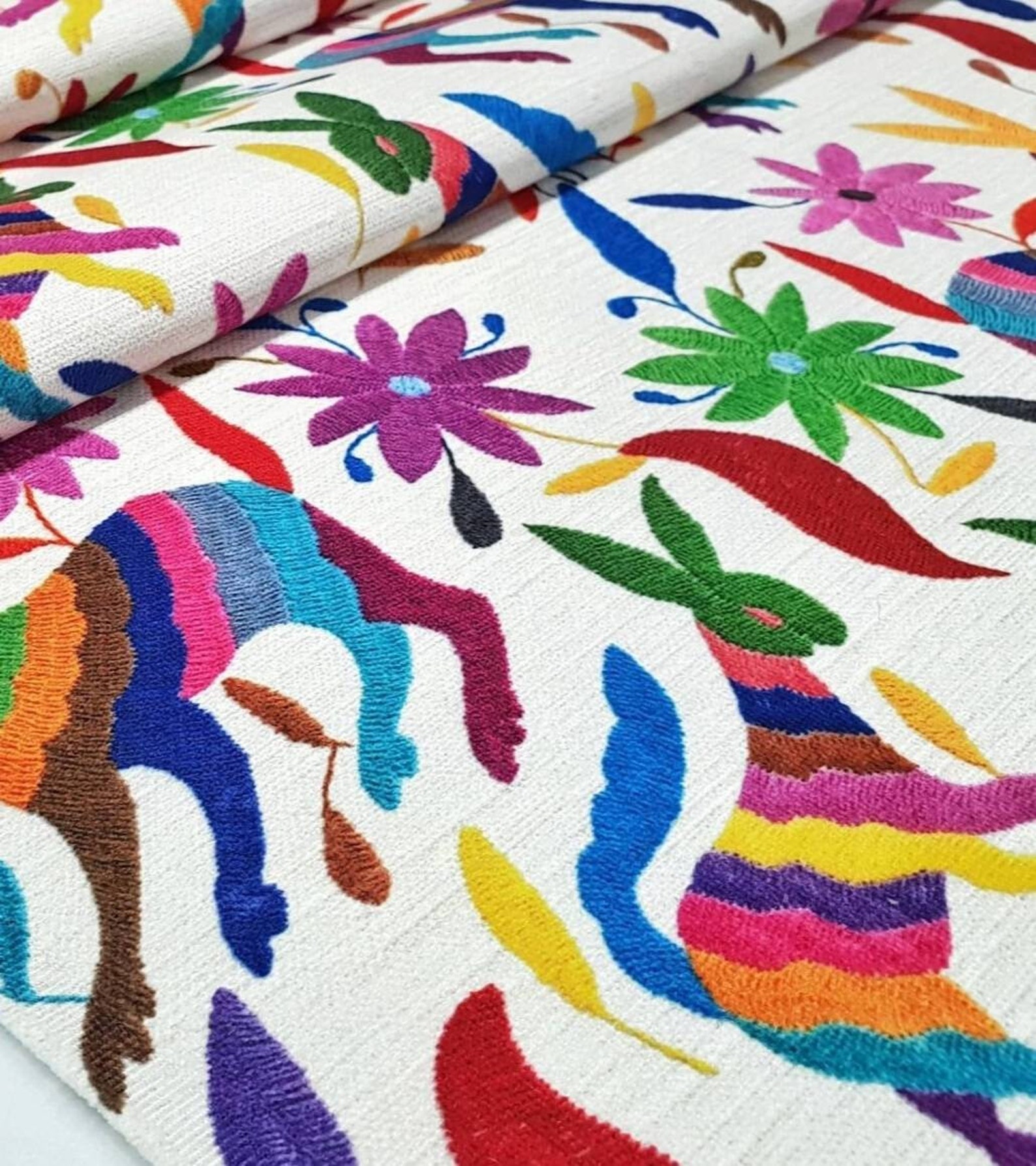 Mexican Otomi Print Upholstery Fabric, Boho Fabric for Curtain ...