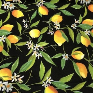 Lemons Print Fabric by the Yard, Botanical Citrus Fruit Upholstery ...