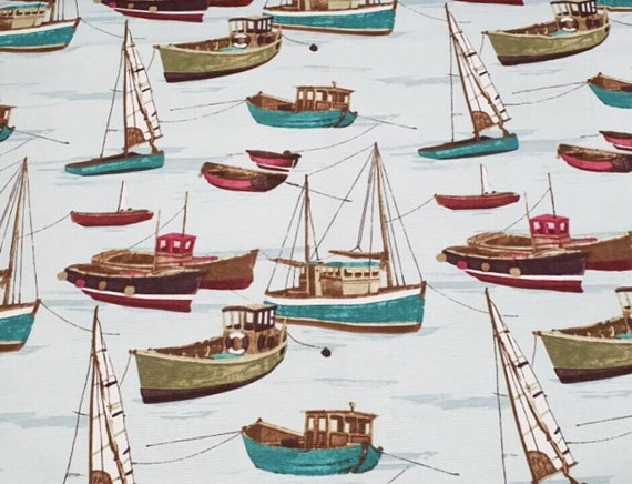 Marine Upholstery Fabric Ocean Sailboats Coastal Fabric for - Etsy