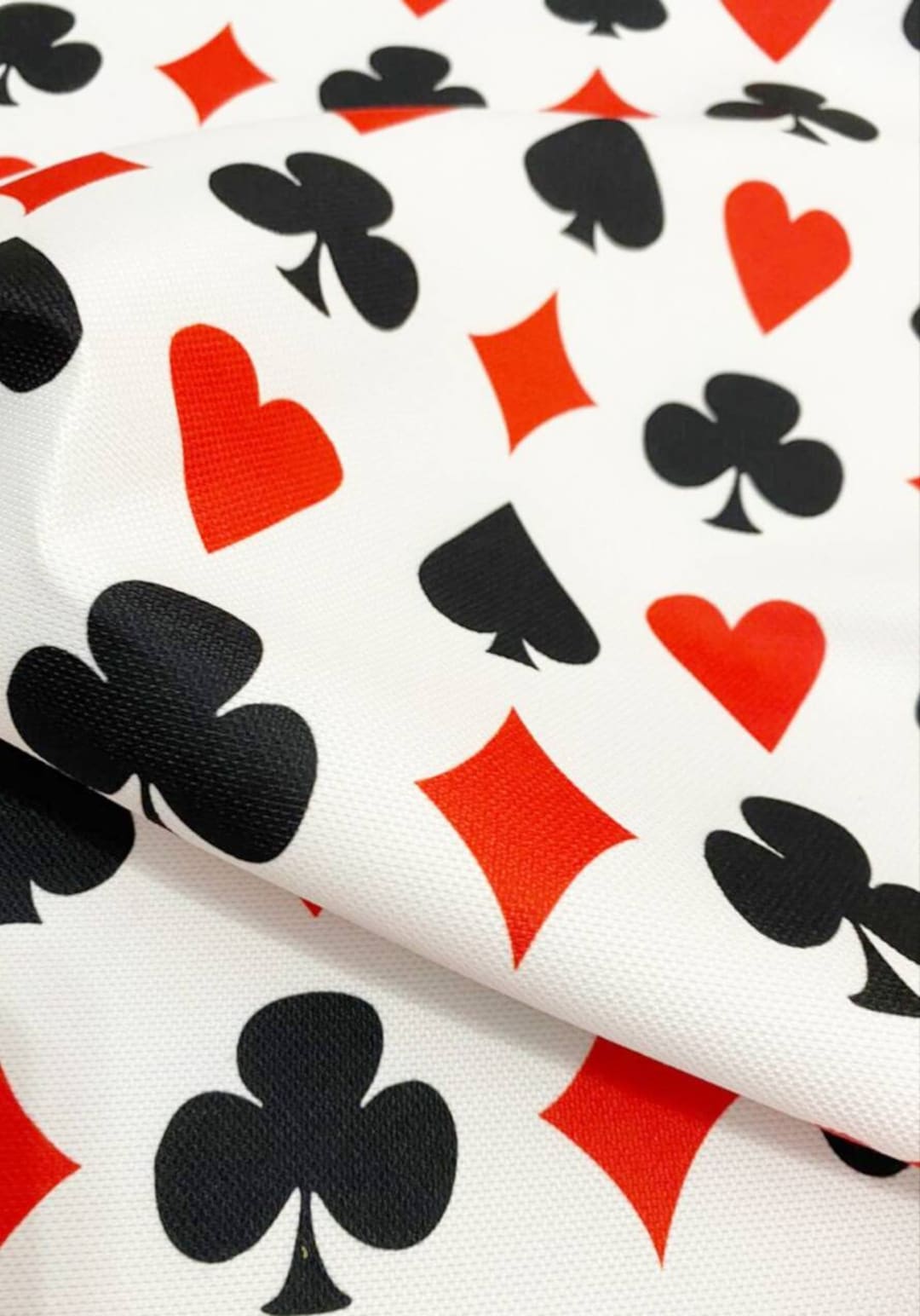 Playing Cards Fabric, Suits Clubs Diamonds Hearts Spades Print Fabric ...