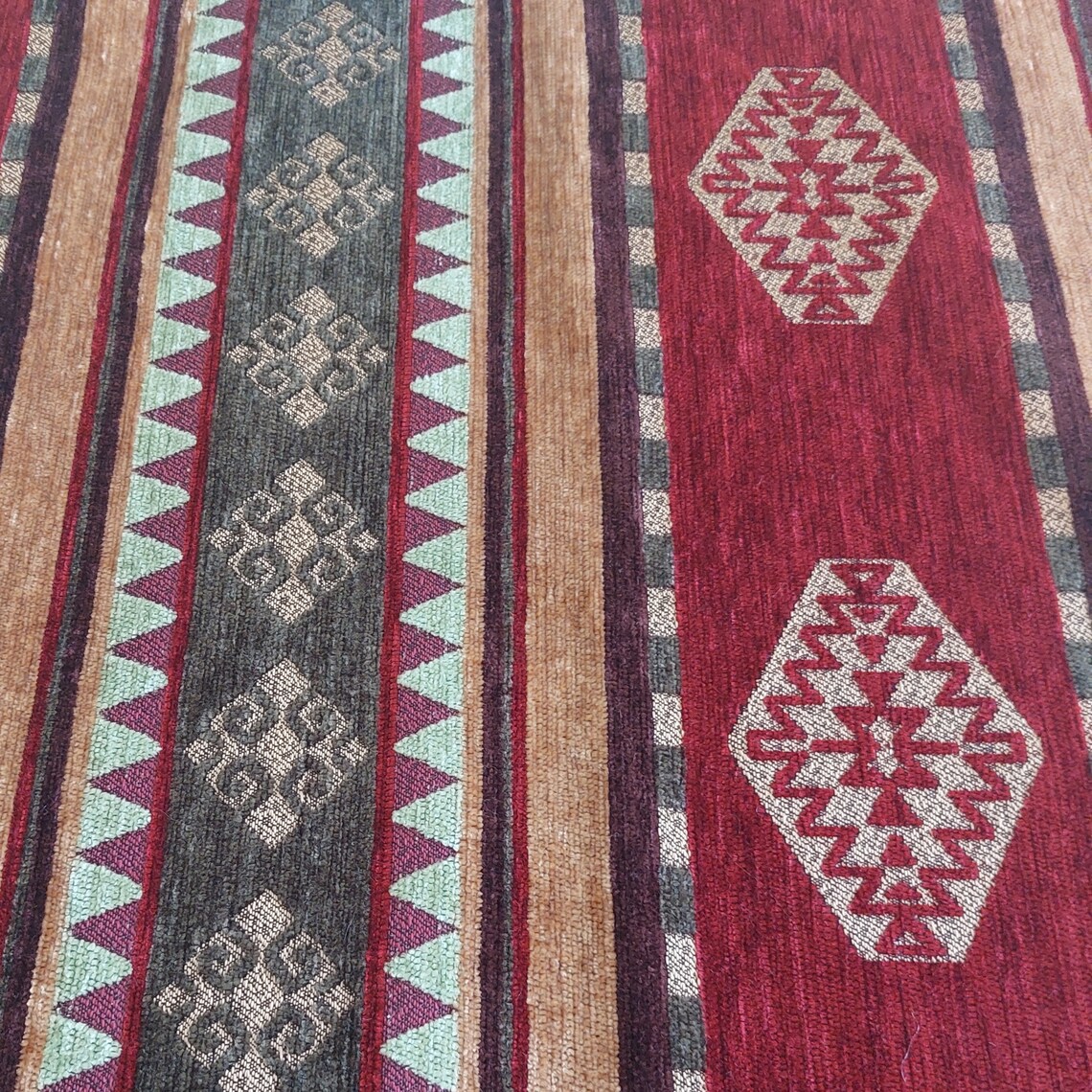 Aztec Navajo Heavy Chenille Upholstery Fabric by the Yard, Rug Pattern ...