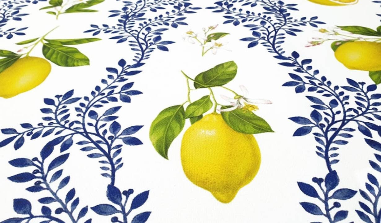 Lemon Fabric Upholstery Fabric by the Yard Botanical Kitchen - Etsy