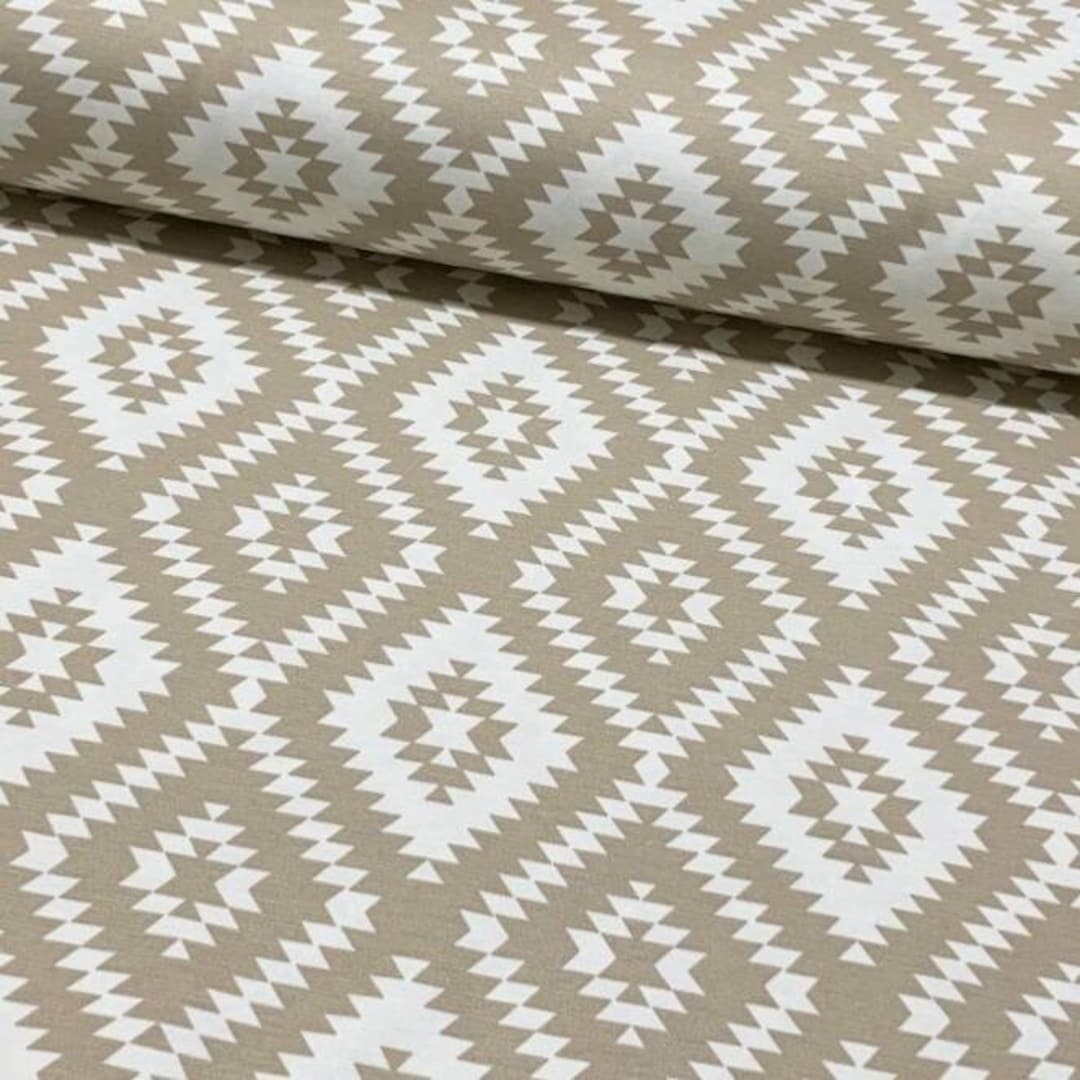 Beige Aztec Upholstery Fabric by Yard, Tribal Boho Fabric for Chair ...