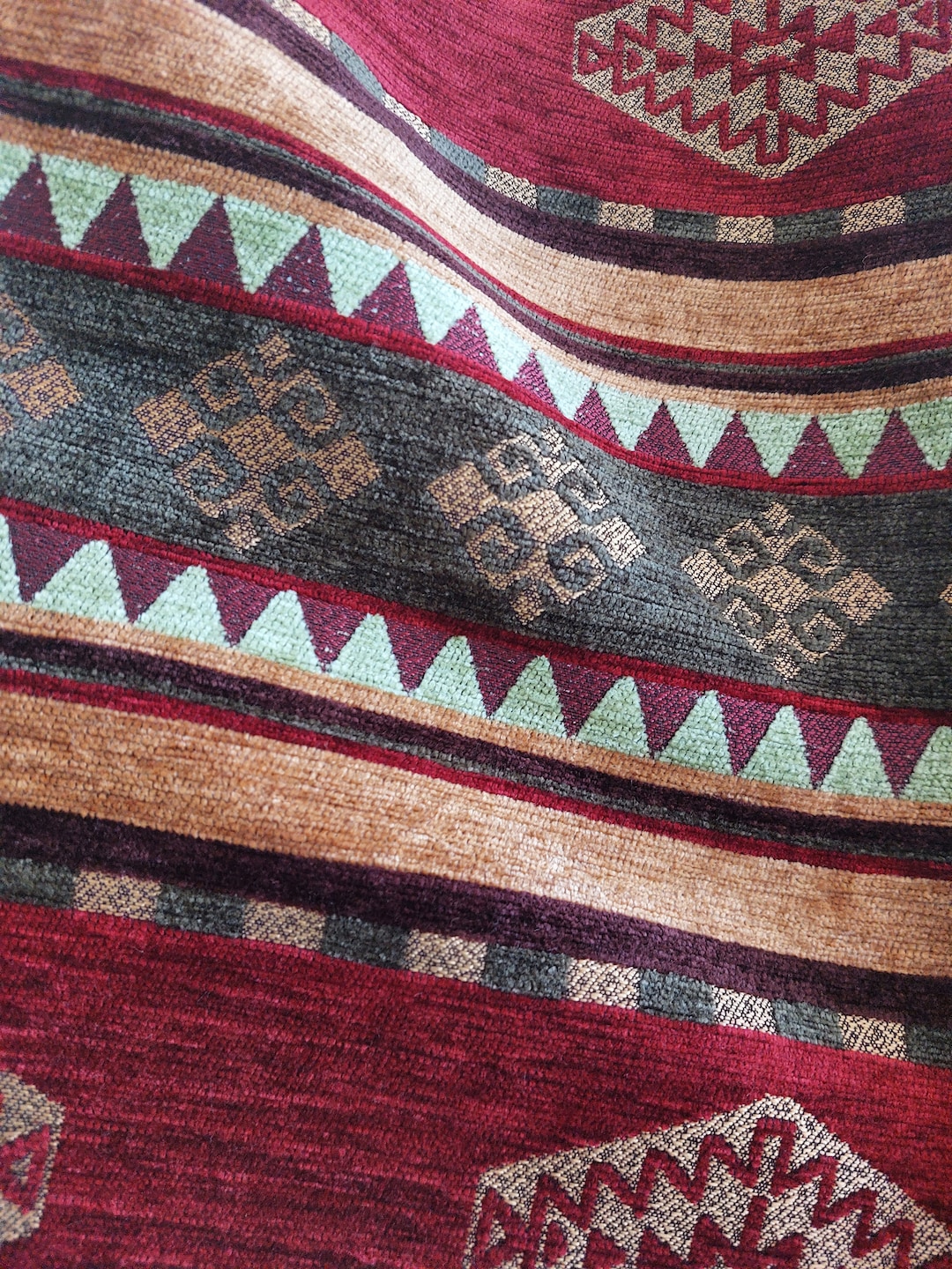 Aztec Navajo Heavy Chenille Upholstery Fabric by the Yard, Rug Pattern ...