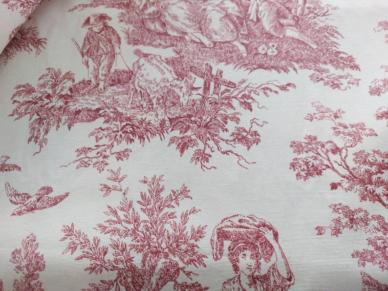 Antique Red Toile Upholstery Fabric by the Yard Retro Fabric - Etsy