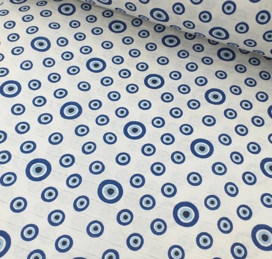 Evil Eye Muslin Fabric by Yard, Cotton Gauze Fabric, Baby Cotton Fabric ...