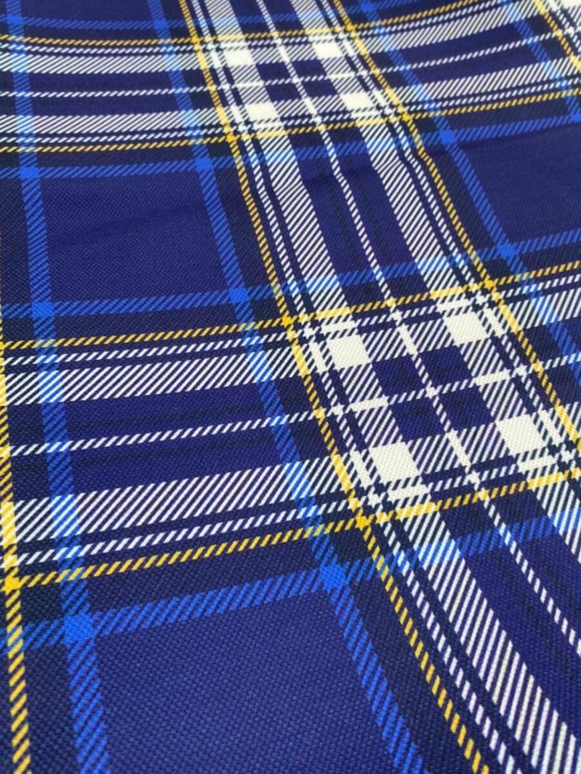 Navy Blue Tartan Plaid Upholstery Fabric, Digital Printed Crafting ...